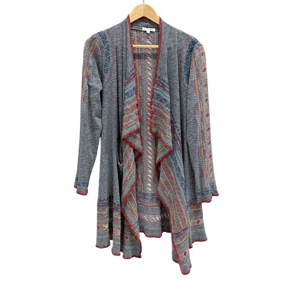 Adore | Sweaters | Boutique Adore Boho Open Front Gray Long Cardigan W ...